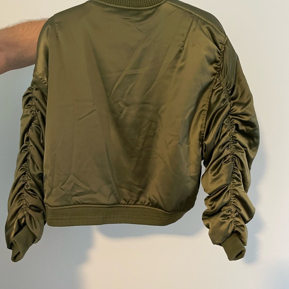 alpha and omega | Jackets & Coats | Open Front Gather Arm Bomber Jacket ...